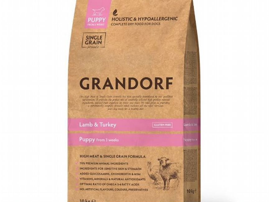 Корм для щенков grandorf ягненок с рисом