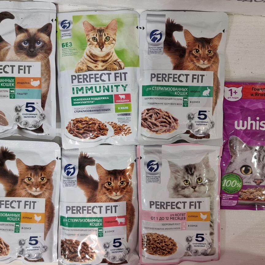 Корм для кошек perfect fit и whiskas