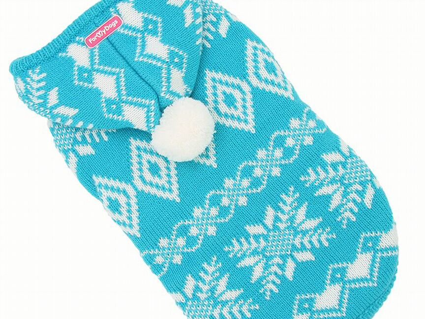 ForMyDogs Куртка вязаная голубая Снежинки (10-12;