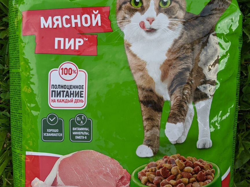 Kitekat 1,9 кг мясной пир сухой корм для кошек