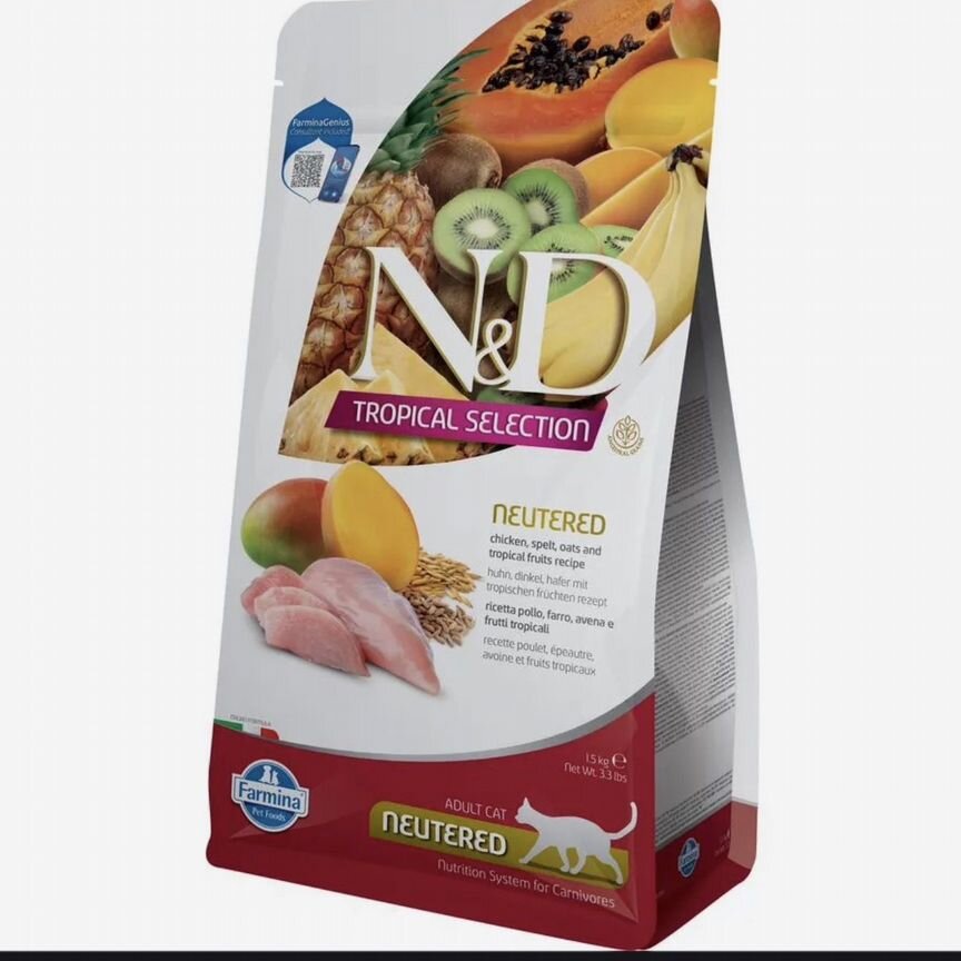 Farmina n&d сухой корм для кошек, 1500г