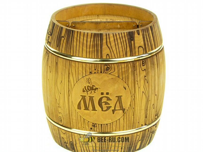Бочка медовая из липы Бондарь 5 кг (темная, крышка