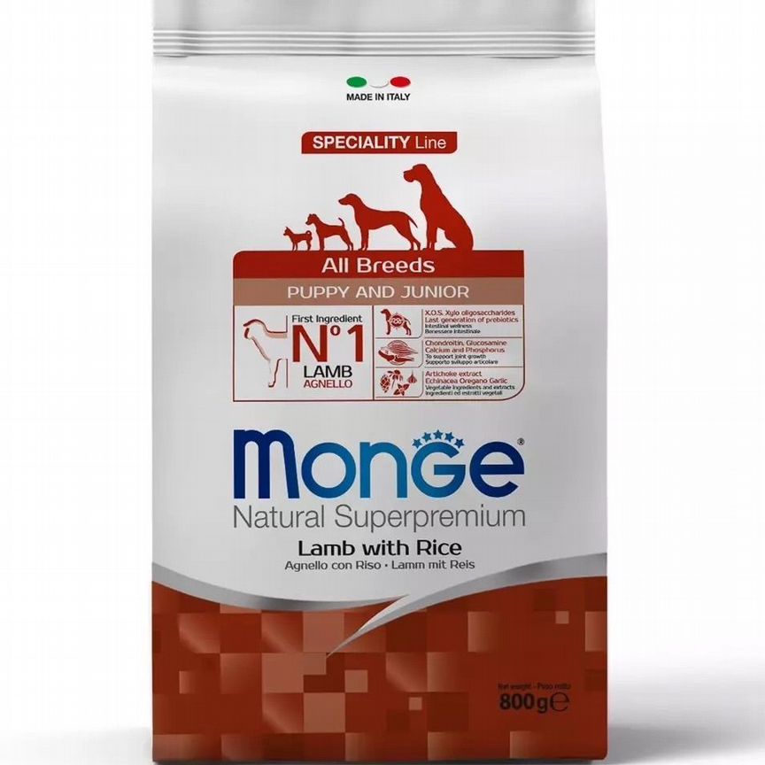 Корм для щенков Monge ягненок