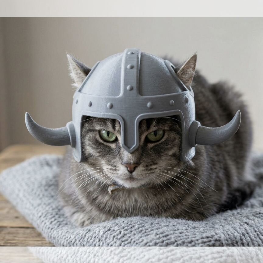 Шлем викинга для кота, 3D печать