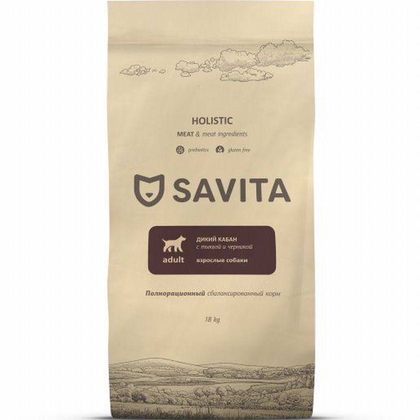 Корм Савита Savita для собак кабан 18 кг