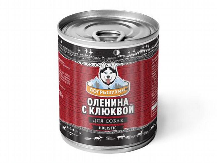 Корм для собак Погрызухин, оленина с клюквой 338гр