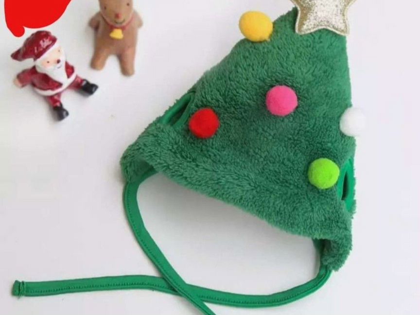 Шапочка новогодняя для маленьких собак