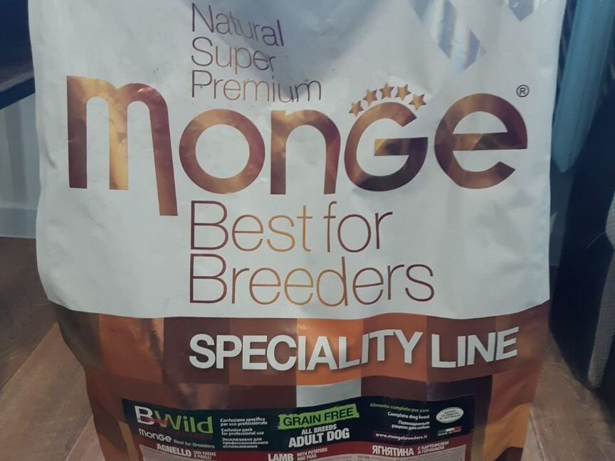 Корм для собак monge 15 кг,беззерновой, ягненок