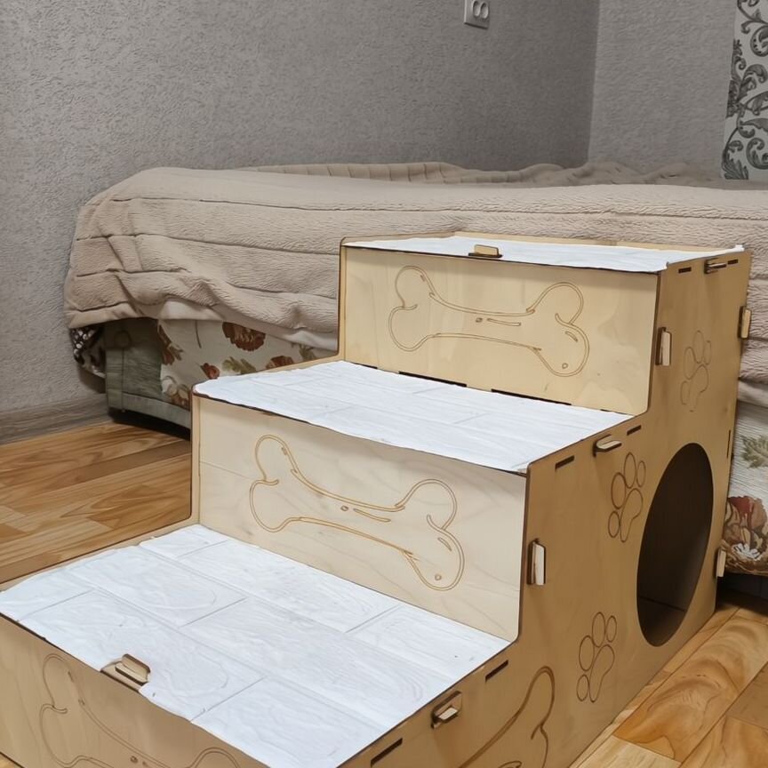 Лестница для собак и кошек прикроватная деревянная