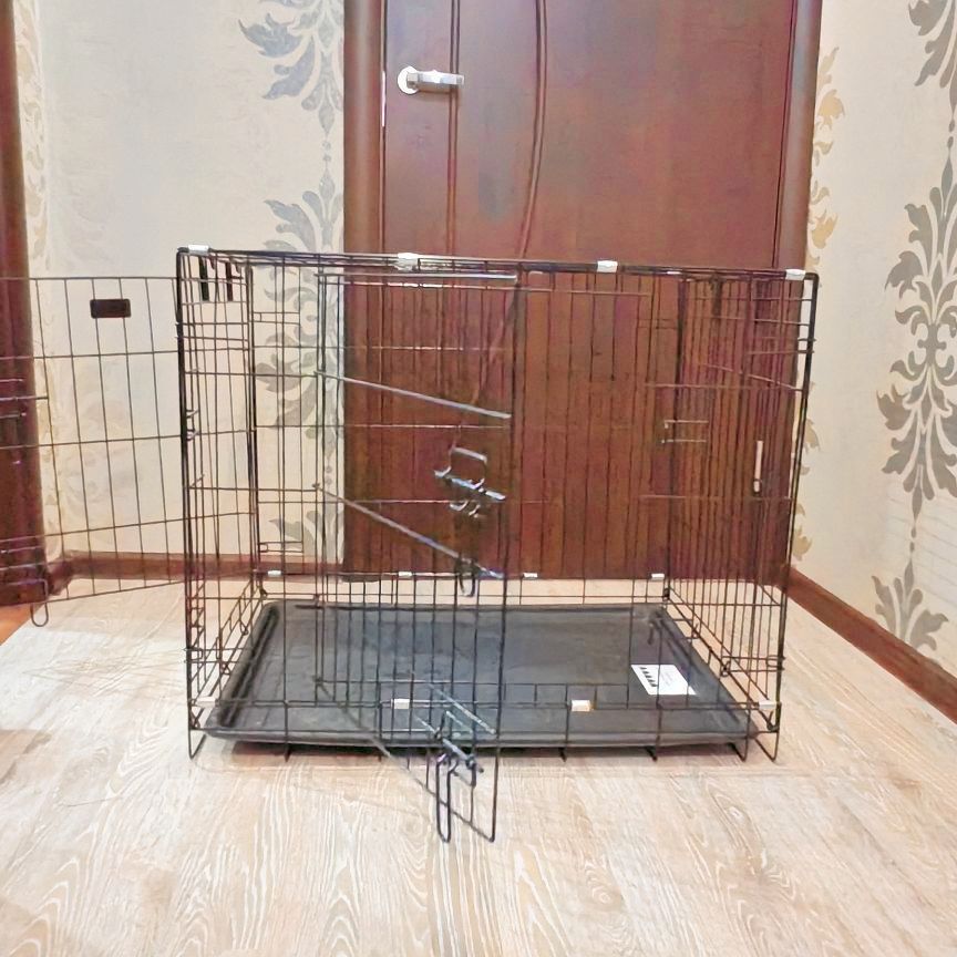Клетка для собак №3, 2 двери, 77x59x62 см черная