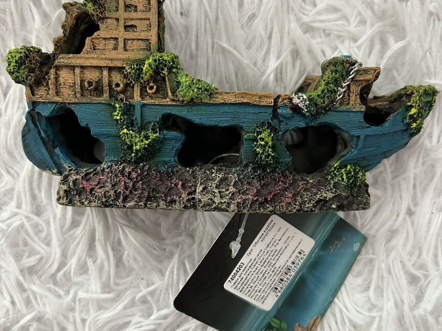 Декорации в аквариум затонувший корабль