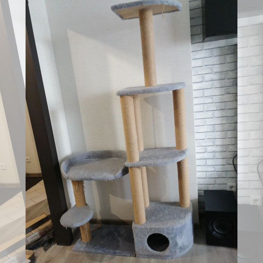 Когтеточка с домиком и лежанкой бу