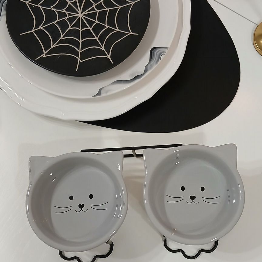 Миски для кошек на подставке, керамика