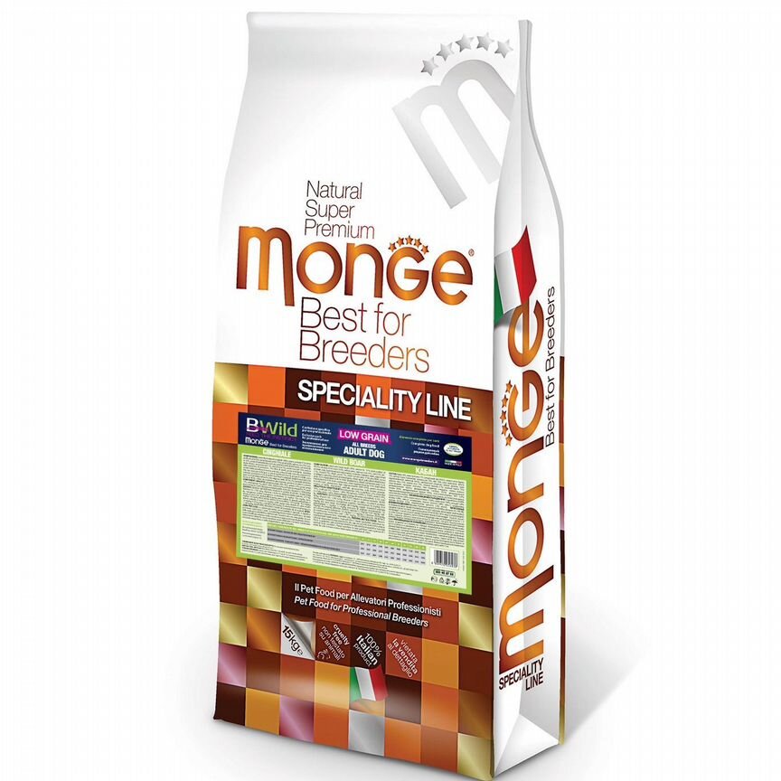 Корм Monge BWild для собак, дикий кабан, 15 кг