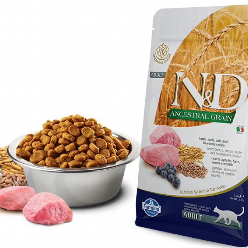 Сухой корм farmina N&D Ancestral Grain Adult для взрослых кошек с ягненком и черникой - 10 кг