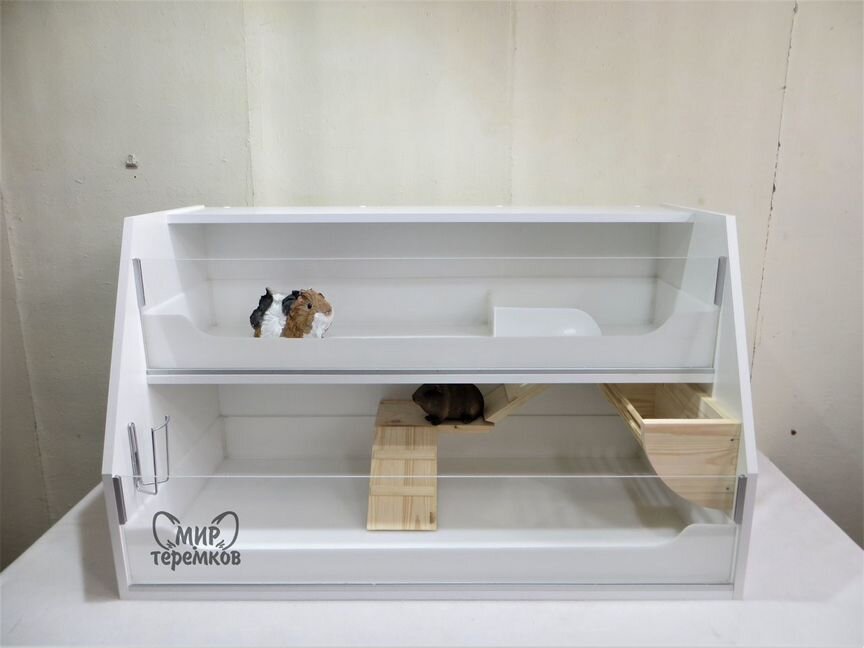 Клетка для морских свинок 100х50х60, белый скос1