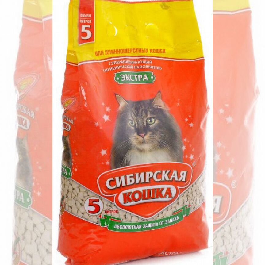 Наполнитель сибирская кошка "Экстра" впитывающий - 5 л