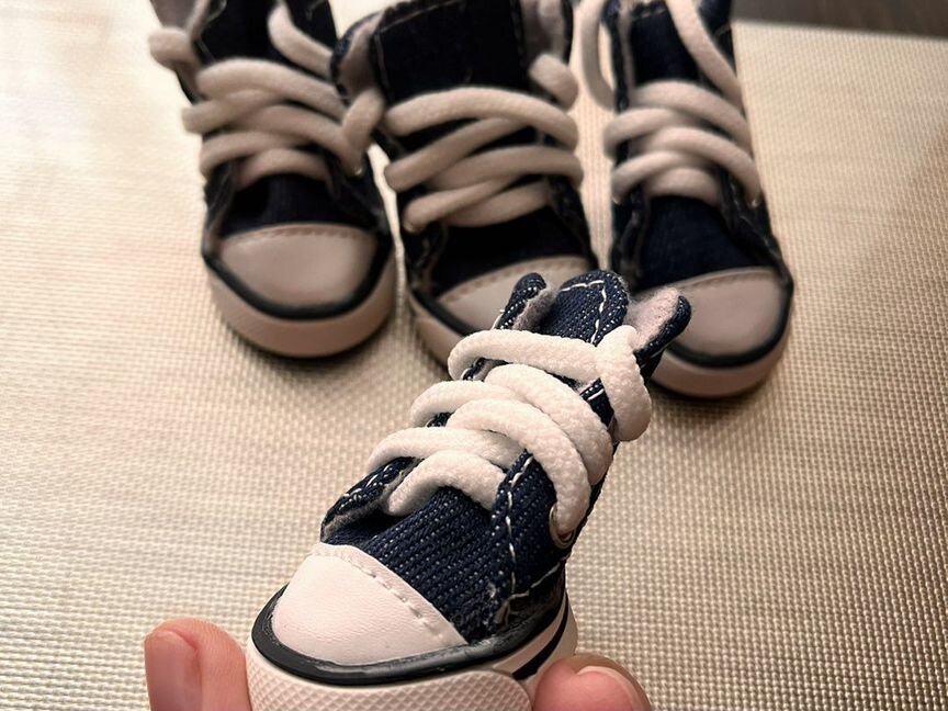 Обувь для собак мелких пород, кеды, синие, новые