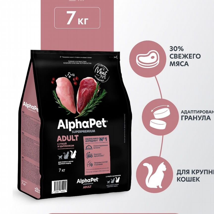 Сухой полнорационный корм AlphaPet Superpremium