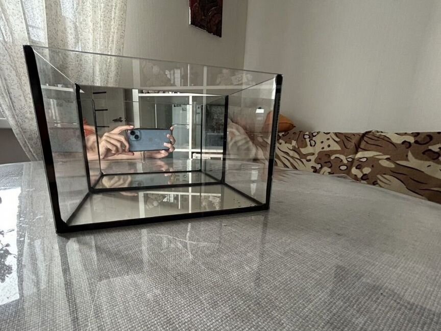 Зеркальный аквариум для рыбки петушка на 5 литров