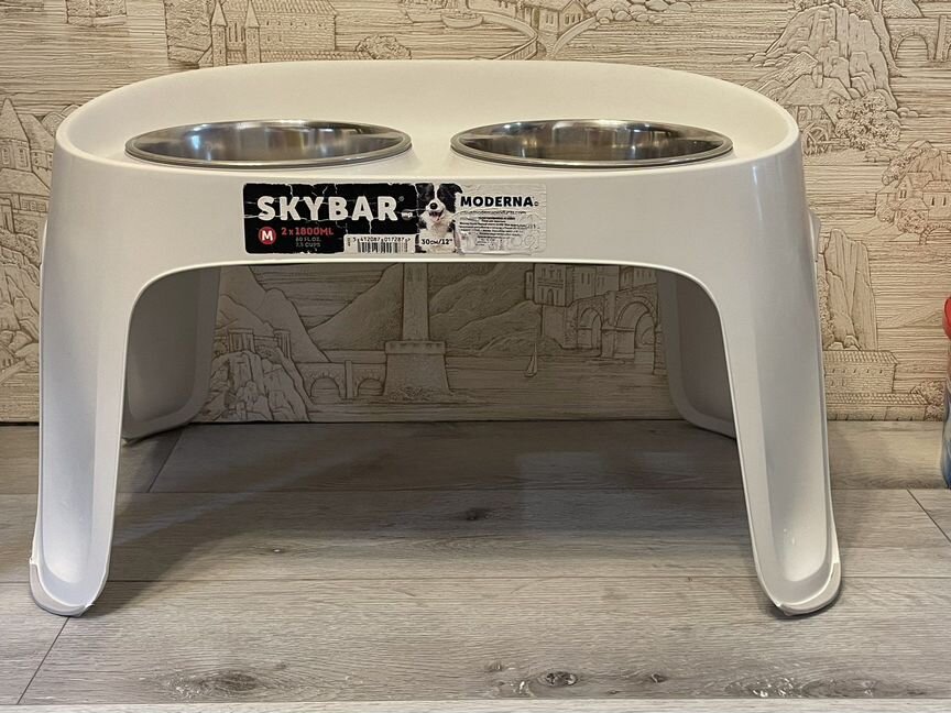 Подставка с 2 мисками металлическими