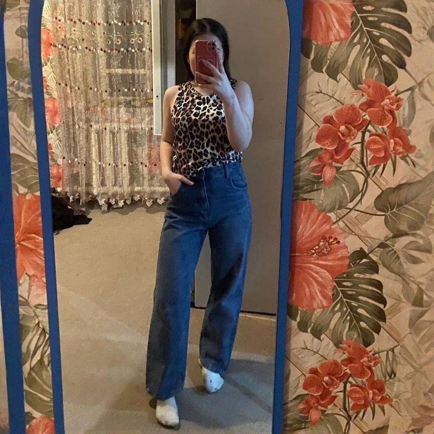 Джинсы женские синие широкие