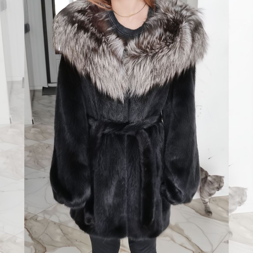 Шуба норковая с капюшоном