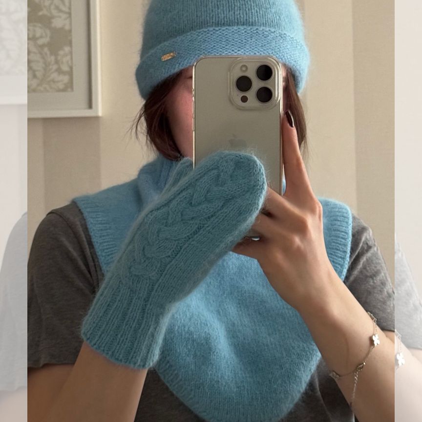 Комплект Шапка с пипкой из пуха норки