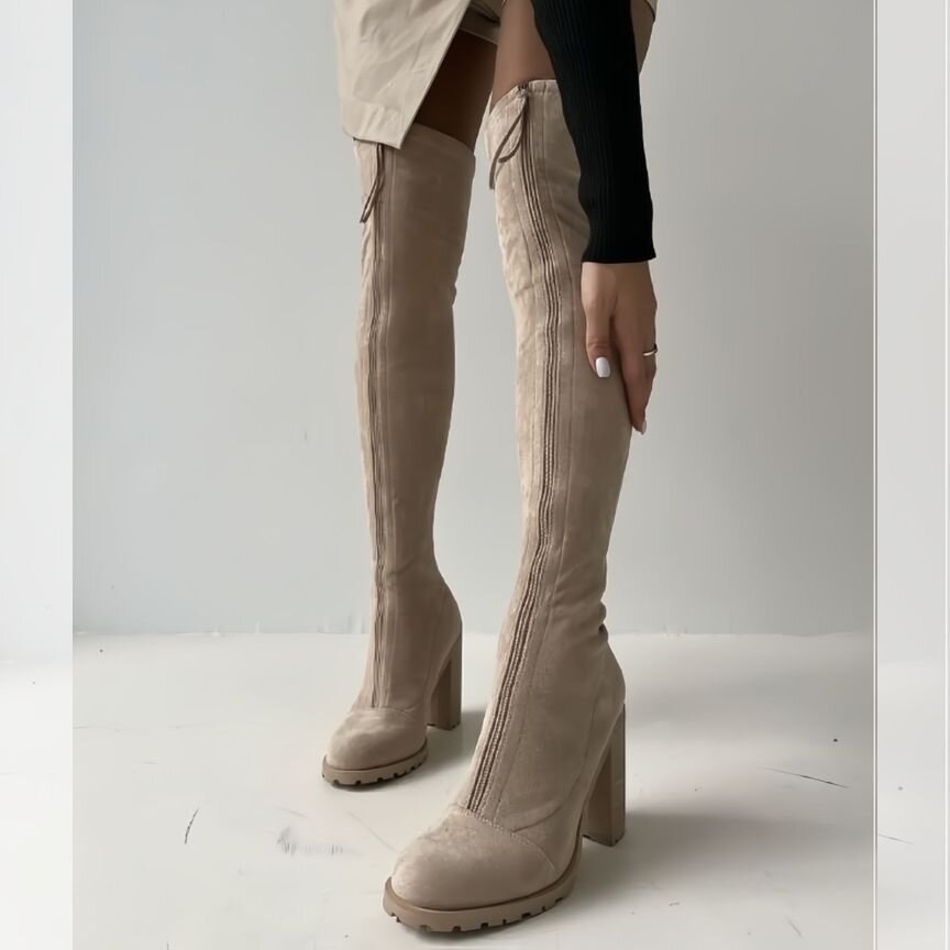 Ботфорты на каблуке замшевые 37