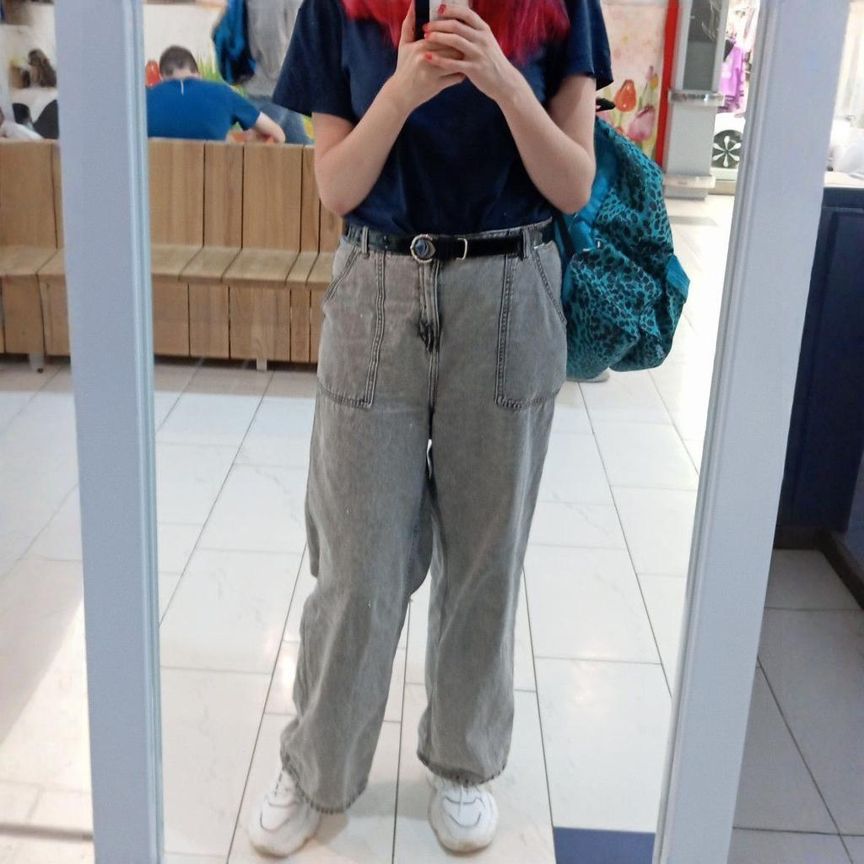 Джинсы серые широкие 50 XL