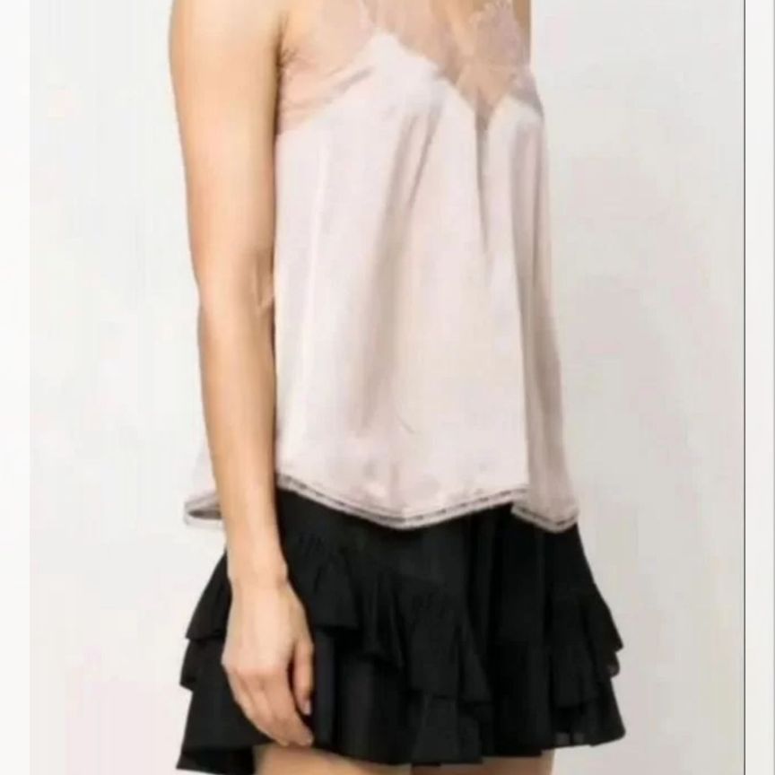 Шёлковый топ IRO xs с кружевом розовый